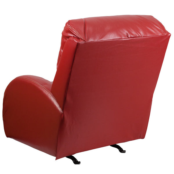 Contemporary TY Red Leather Rocker Recliner - Man Cave Boutique
